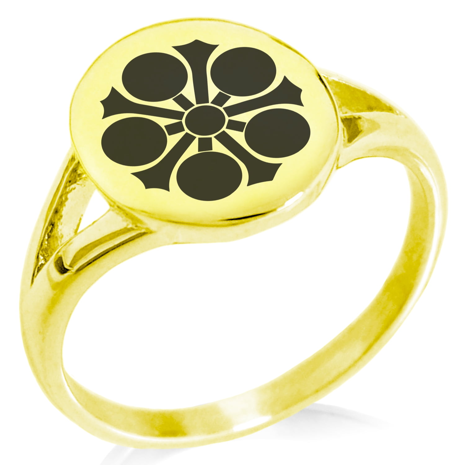 Stainless Steel Sagara Samurai Crest Minimalist Oval Top Polished ...