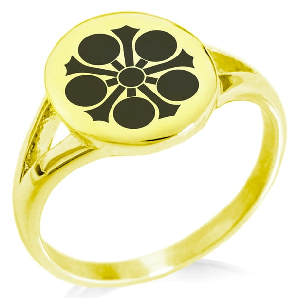 Stainless Steel Sagara Samurai Crest Minimalist Oval Top Polished ...