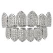 Saintda Real Mouth Diamond Tooth Grillz Set, Top & Bottom, Silver, AAA ...