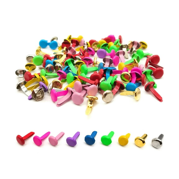 8x16mm Mini Brads Paper Fasteners, 100 Pack Round Brads Fastener for ...
