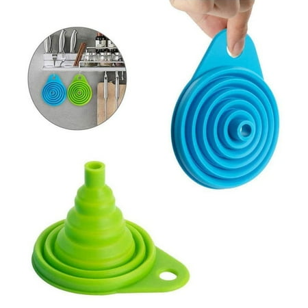 Silicone Collapsible Funnel Set 4 Pack Small + Large, Foldable Kitchen Funnel for Water Bottle ...