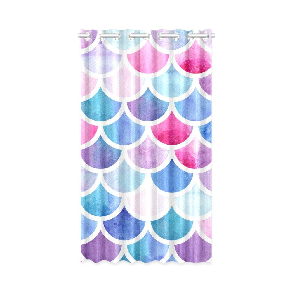 MKHERT Mermaid Colorful Fish Scale Window Curtain Living Room,Bedroom ...