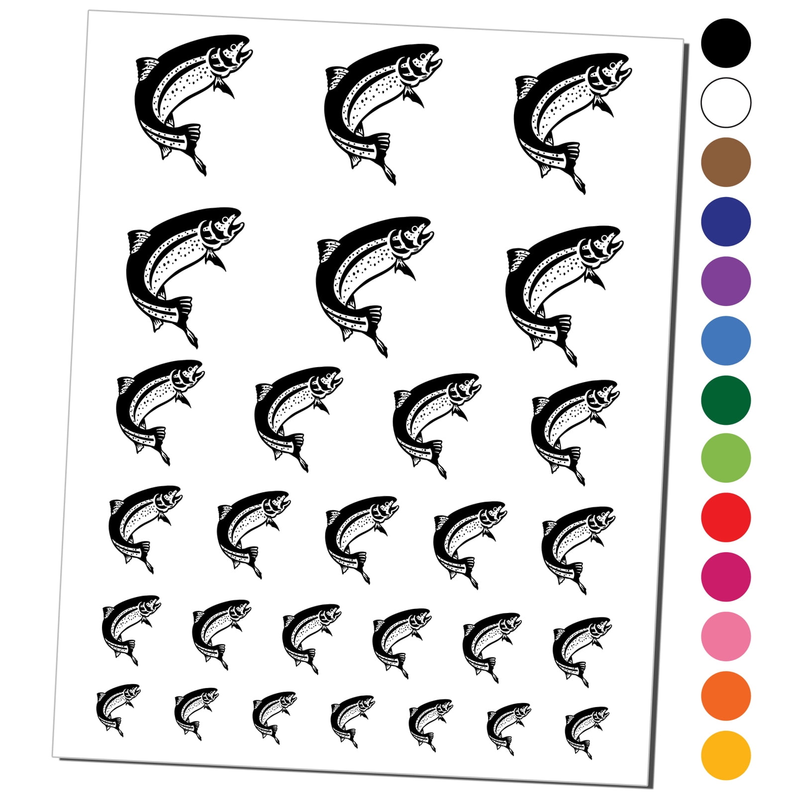 Jumping Rainbow Trout Fish Water Resistant Temporary Tattoo Set Fake ...