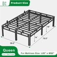 18 Inch Queen Bed Frame, Double Layer Metal Bed Frame with Round Corner ...