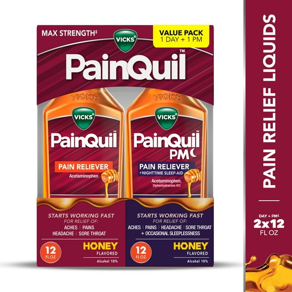Vicks PainQuil Pain Relief Acetaminophen 1000mg Liquid for Headache ...