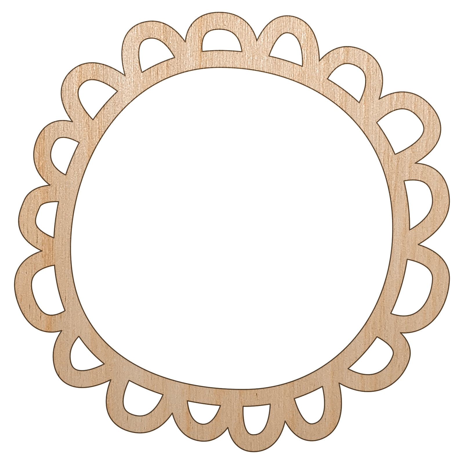 Scalloped Circle Frame Doodle Wood Shape Unfinished Piece Cutout Craft ...