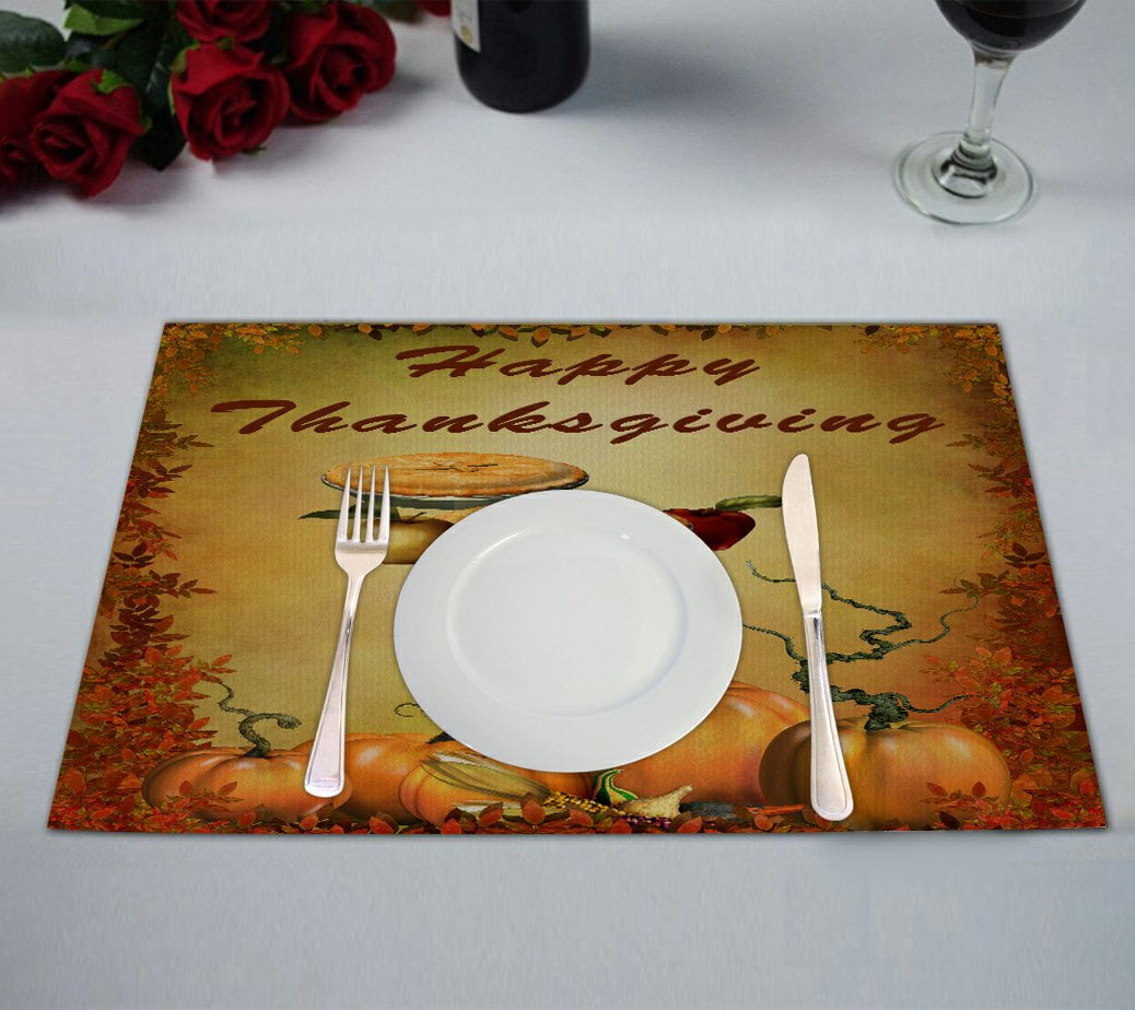 GCKG Harvest Festival Placemat, Happy Thanksgiving Day Pumpkin Placemat ...