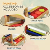 Qaba Easel for Kids, 3 in 1 Kids Art Easel with Paper Roll, Whiteboard, Chalkboard, Double Sided ...