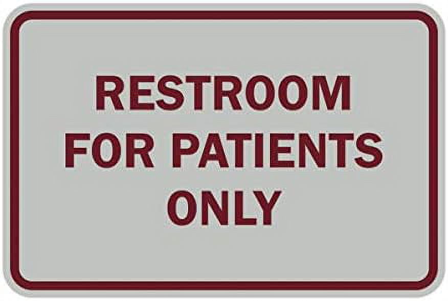 classic framed restrooms for patients sign (light grey/burgundy ...