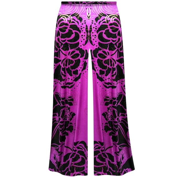 Plus size Black PInk Rose Slinky Palazzo Pants - Walmart.com