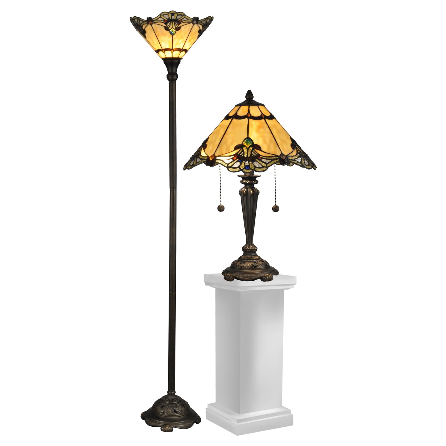 Dale Tiffany Brena Tiffany Table & Floor Lamp Set - Walmart.com