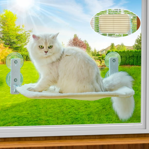 MEWOOFUN Cat Window Perch Sturdy Cat Window Hammock with Steel Frame ...
