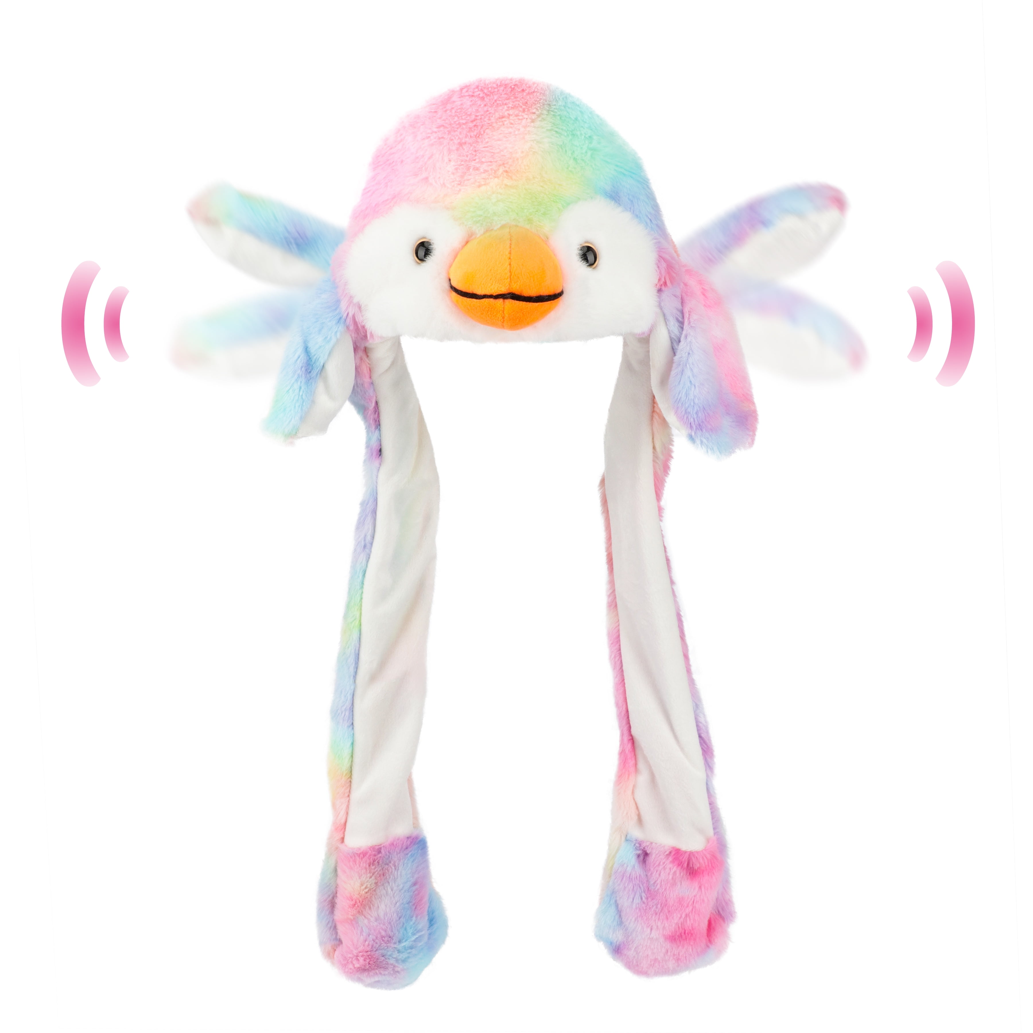 Animal Hat Plush with Ears Moving Jumping Movable Penguin Ears Hat ...