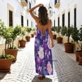 All-Over Print Backless Cross Strap Slip Dress, Loose A-Line Slim Fit ...