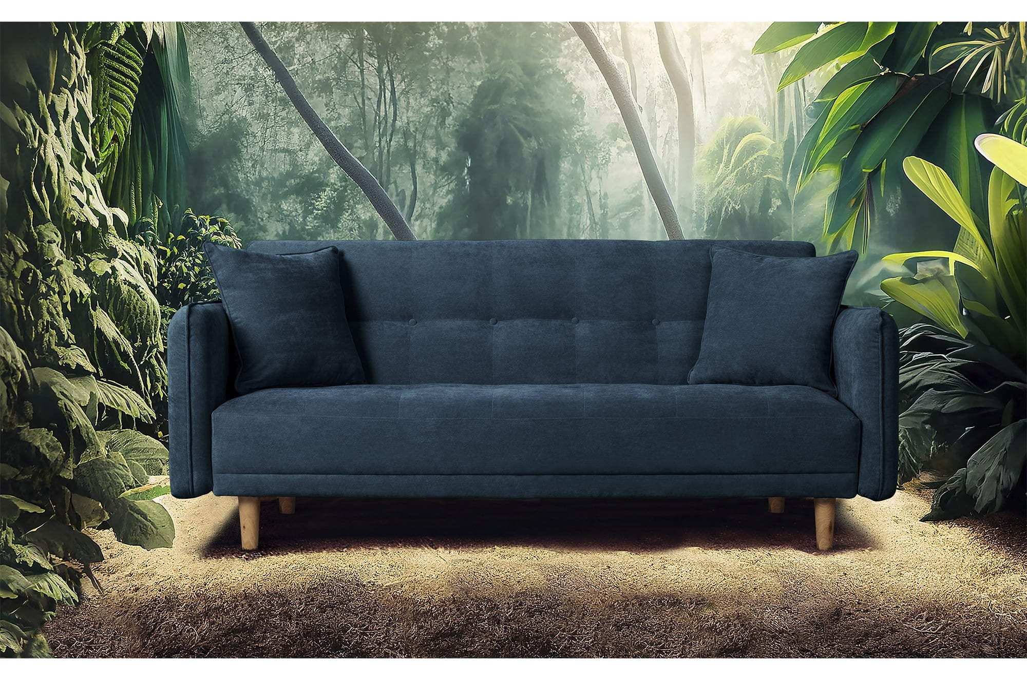 Sofá Cama de Velvet Olivo con Tecnología Beehive Airflex Foam Modelo ...