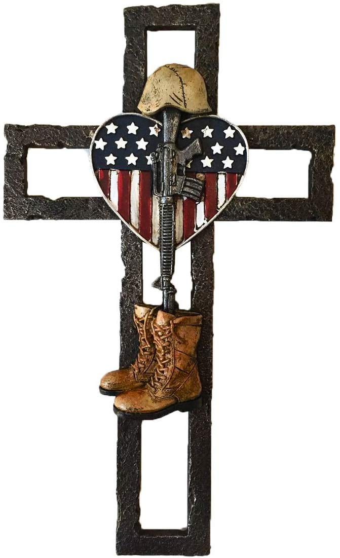 AR Country Store Fallen Soldier Wall Cross with Boots, Heart & Helmet ...