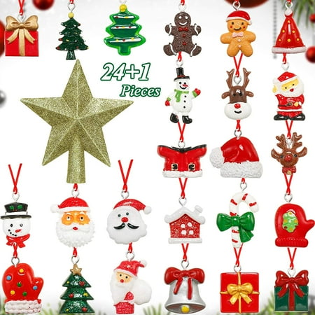 25 Pieces Mini Christmas Ornaments Set 24 Pieces Resin Christmas ...