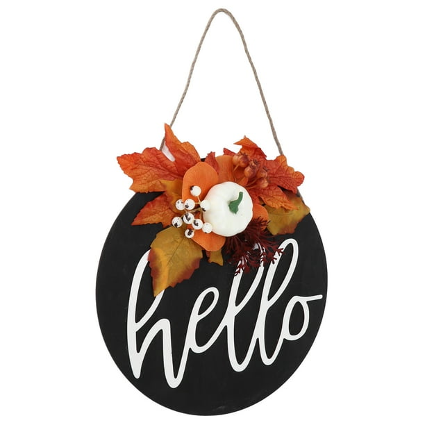 Hello Welcome Sign Round Wooden Front Door Sign Hanging Hello Sign for ...