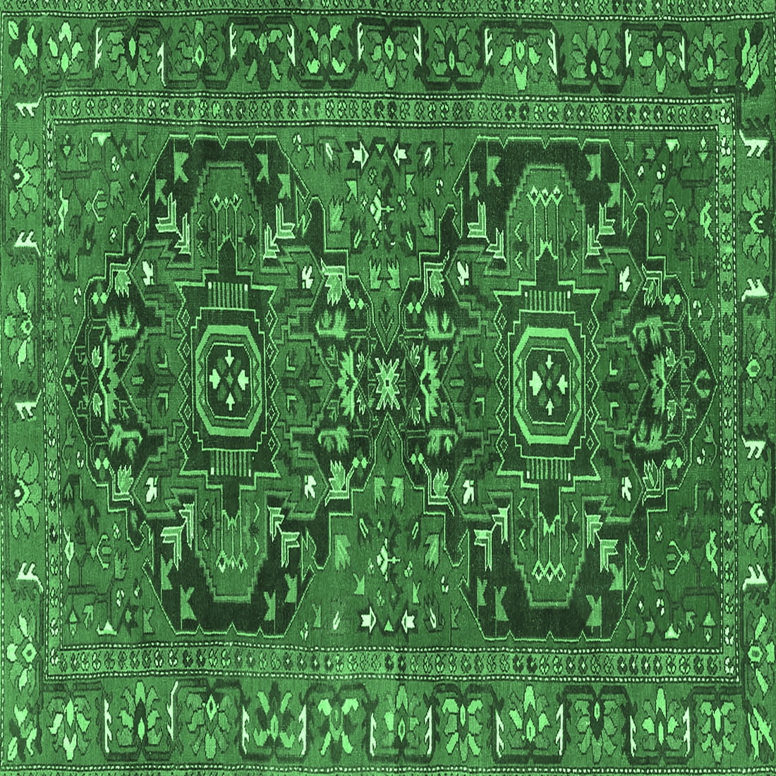 Ahgly Company Indoor Square Persian Emerald Green Traditional Area Rugs ...