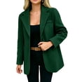 Bxsruta Womens Pea Coat Notched Lapel Single Button Long Sleeve Casual ...