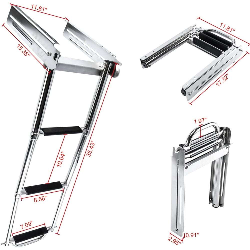 Yaemarine 3 Step Telescoping Boat Ladder Stainless Ladder Under