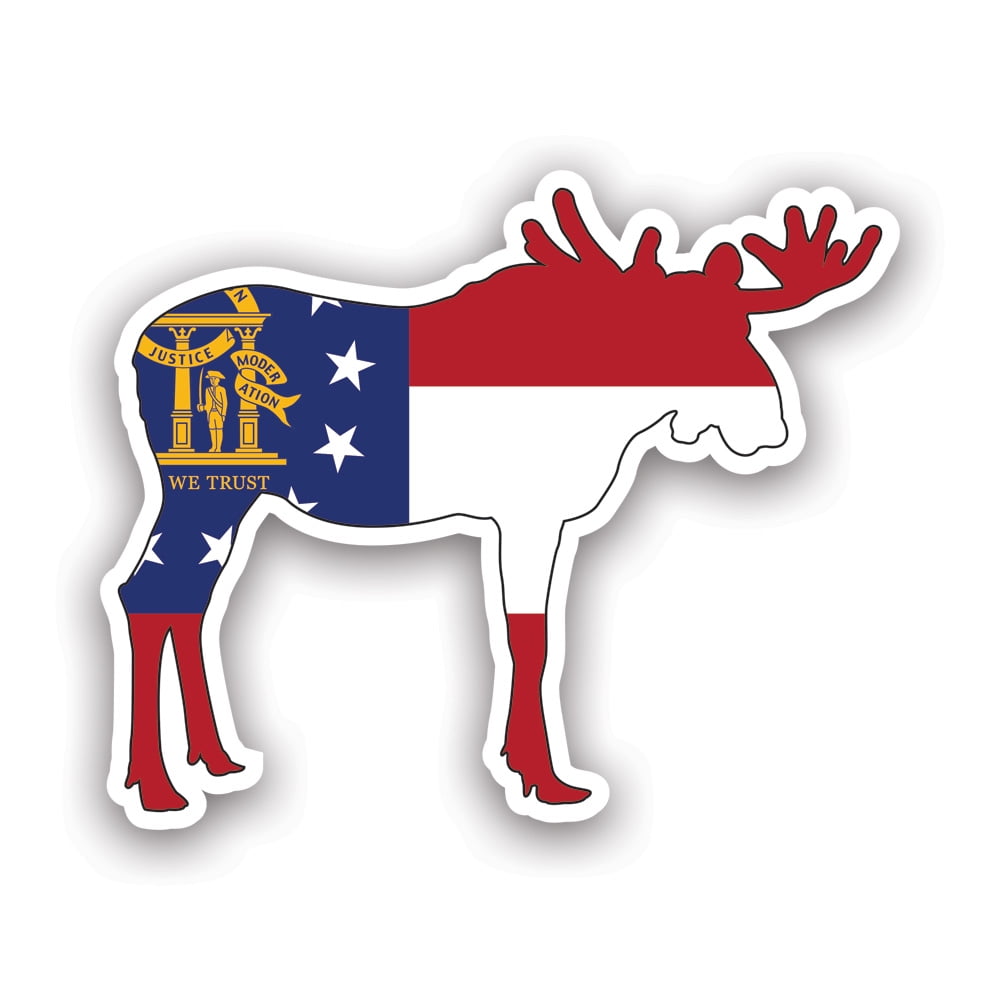 Georgia Moose Shaped Flag Sticker Decal - Self Adhesive Vinyl ...