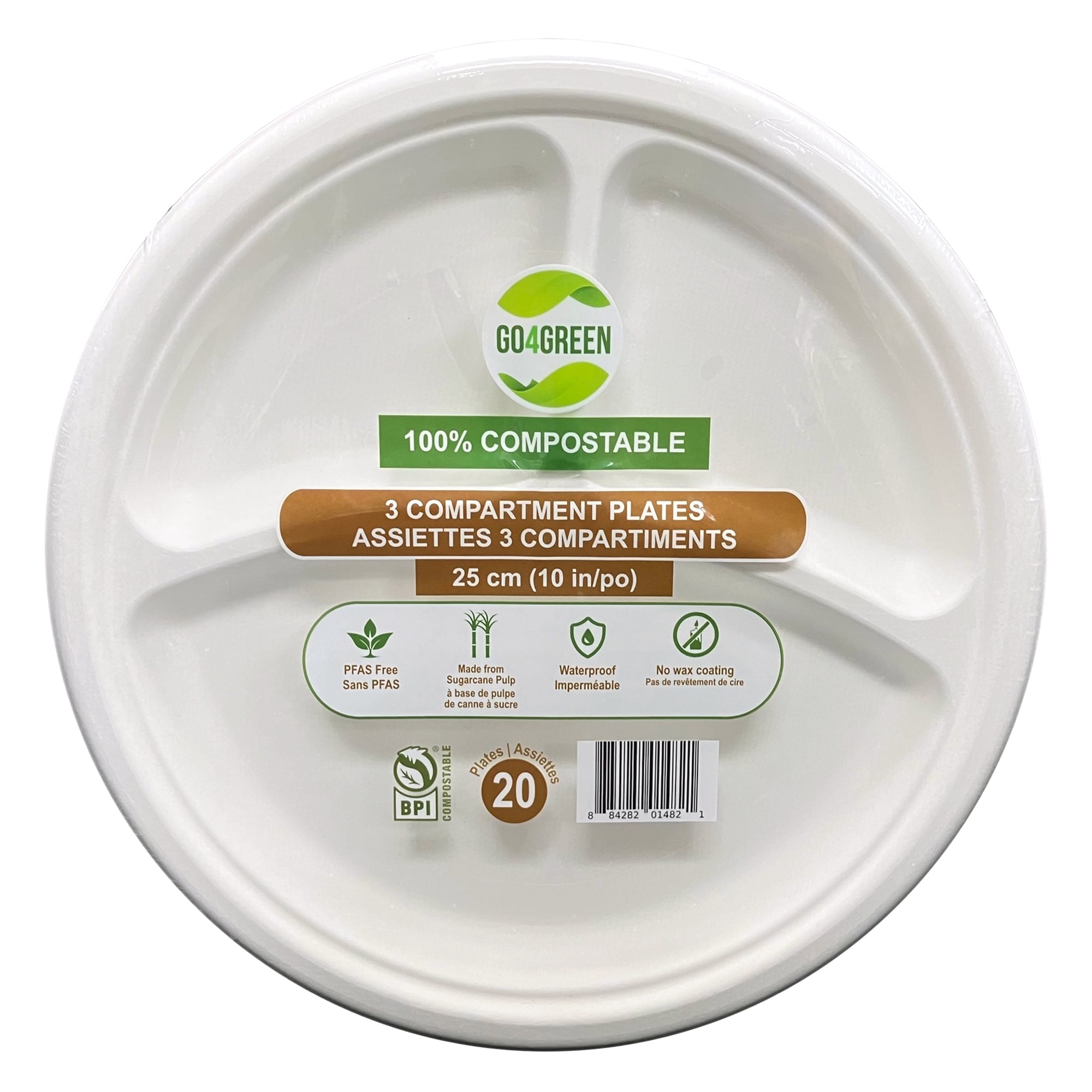 Click here for Go4green 10 Inch 3-Compartment Plates  20 Pieces prices