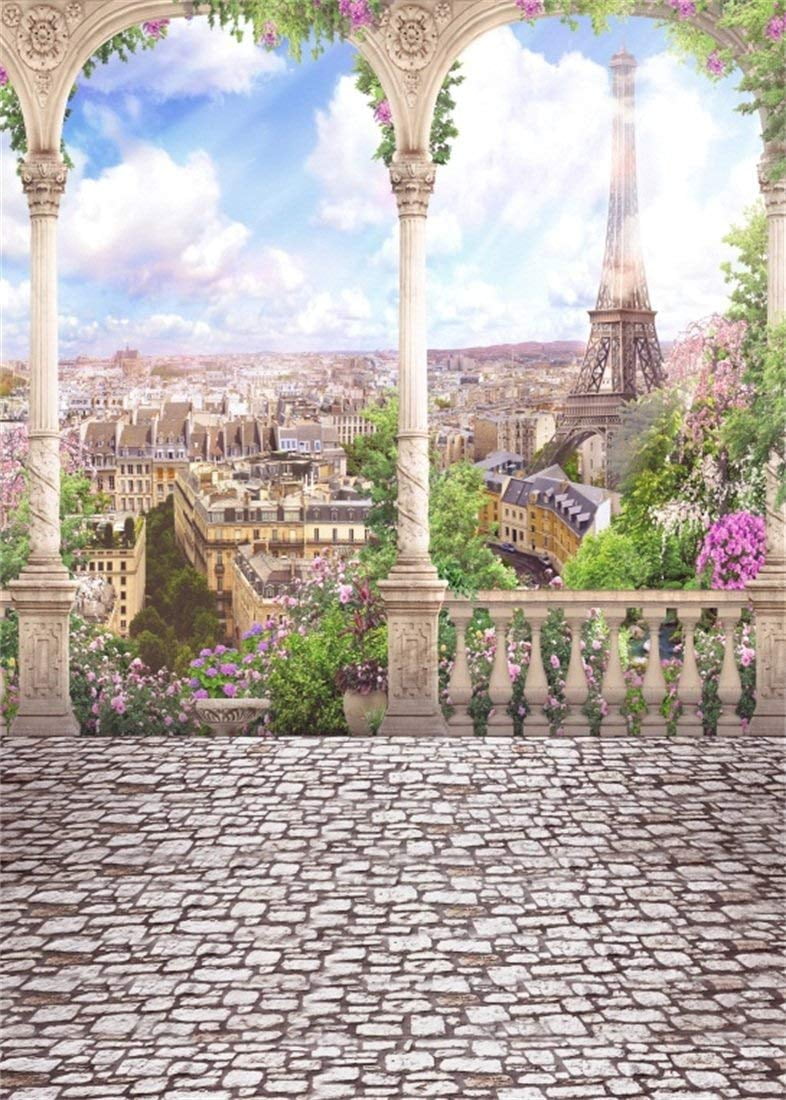 ABPHOTO 5x7ft Photography Backdrop Fantasy City Landscape Eiffel Tower ...