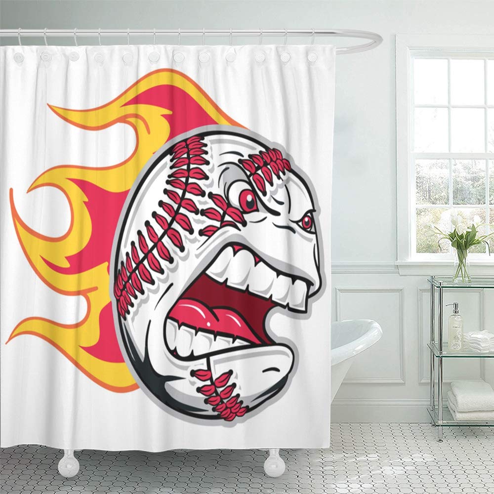 PKNMT Softball Angry Flaming Screaming Baseball Face Cartoon Mean Fire ...