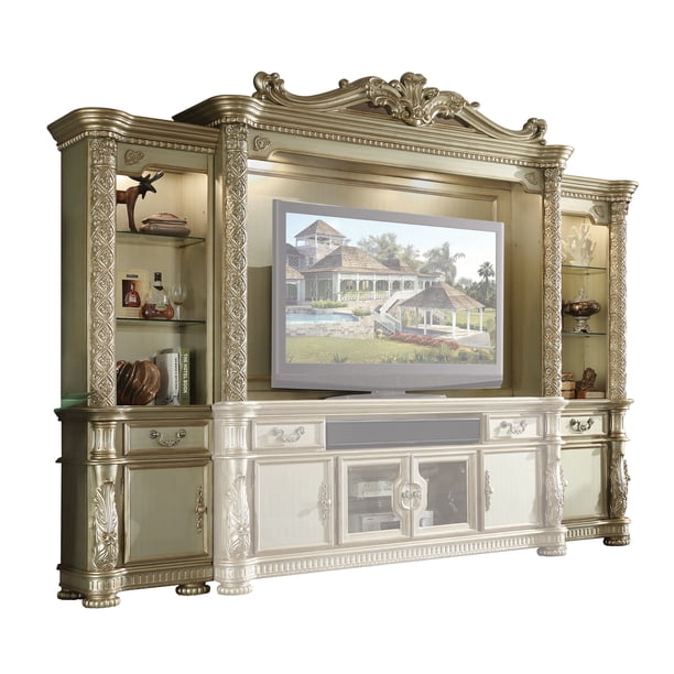 ACME Vendome II Entertainment Center, Gold Patina & Bone (1Set/3Ctn ...
