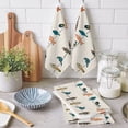 4 Pack Birds on the Wire Teal Grey Orange Burlap Background Kitchen ...