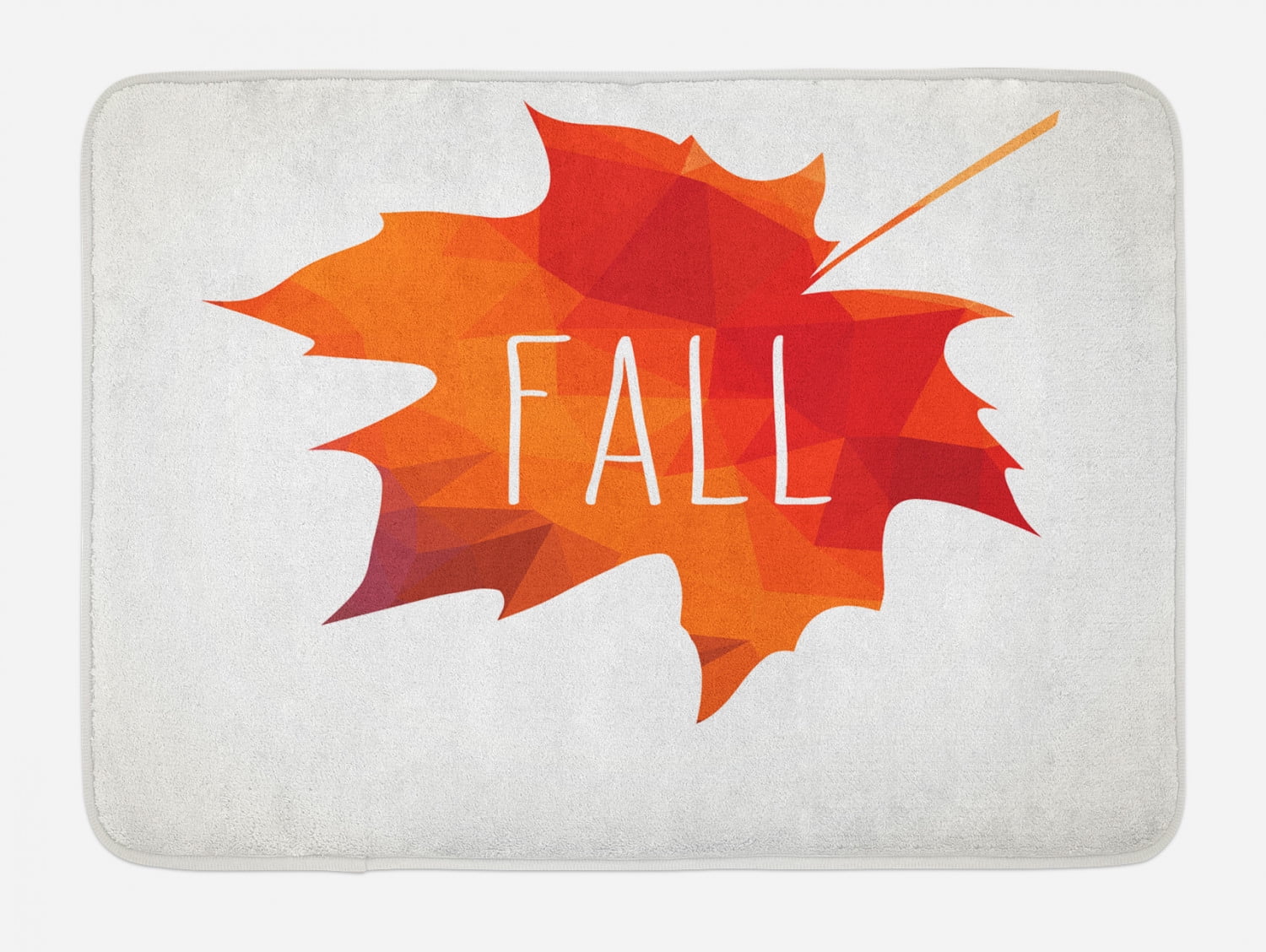 Autumn Bath Mat, Low Poly Maple Leaf Design in Warm Colors on Off White ...