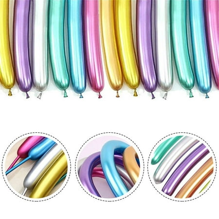 Allume 100Pcs Metallic Balloons, Long Balloons for Balloon Animals ...