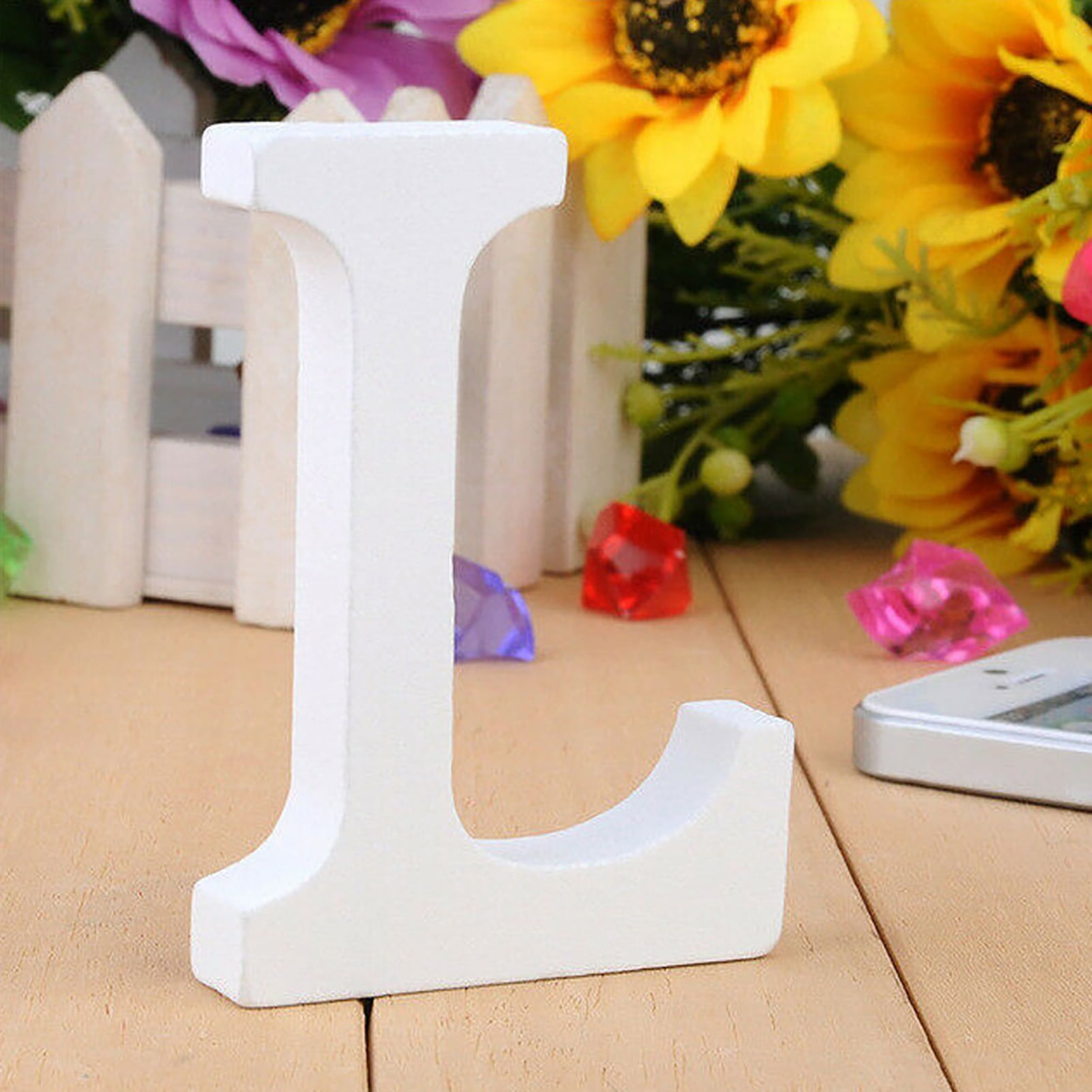Hadanceo Standing Letter Delicate Standing Large White Wooden Alphabet ...