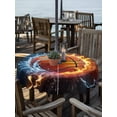 Basketball Round Outdoor Tablecloth with Umbrella Hole Fire and Water ...