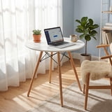 FurnitureR Modern Round Office Desk with Minimalist Design, Sturdy ...
