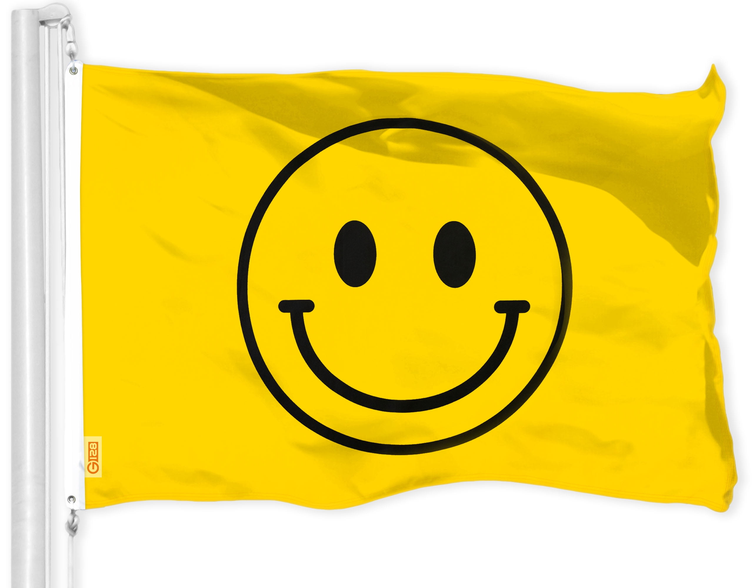 G128 - Smiley Face Flag 3x5 FT Printed Brass Grommets 150D Polyester ...