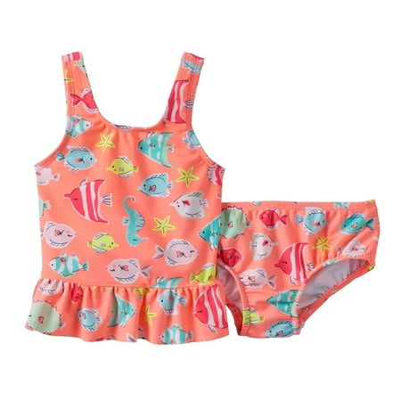 Carter's Baby Girl's 2-PC Swim Set Tankini Swimwear FISH Dress Peach ...