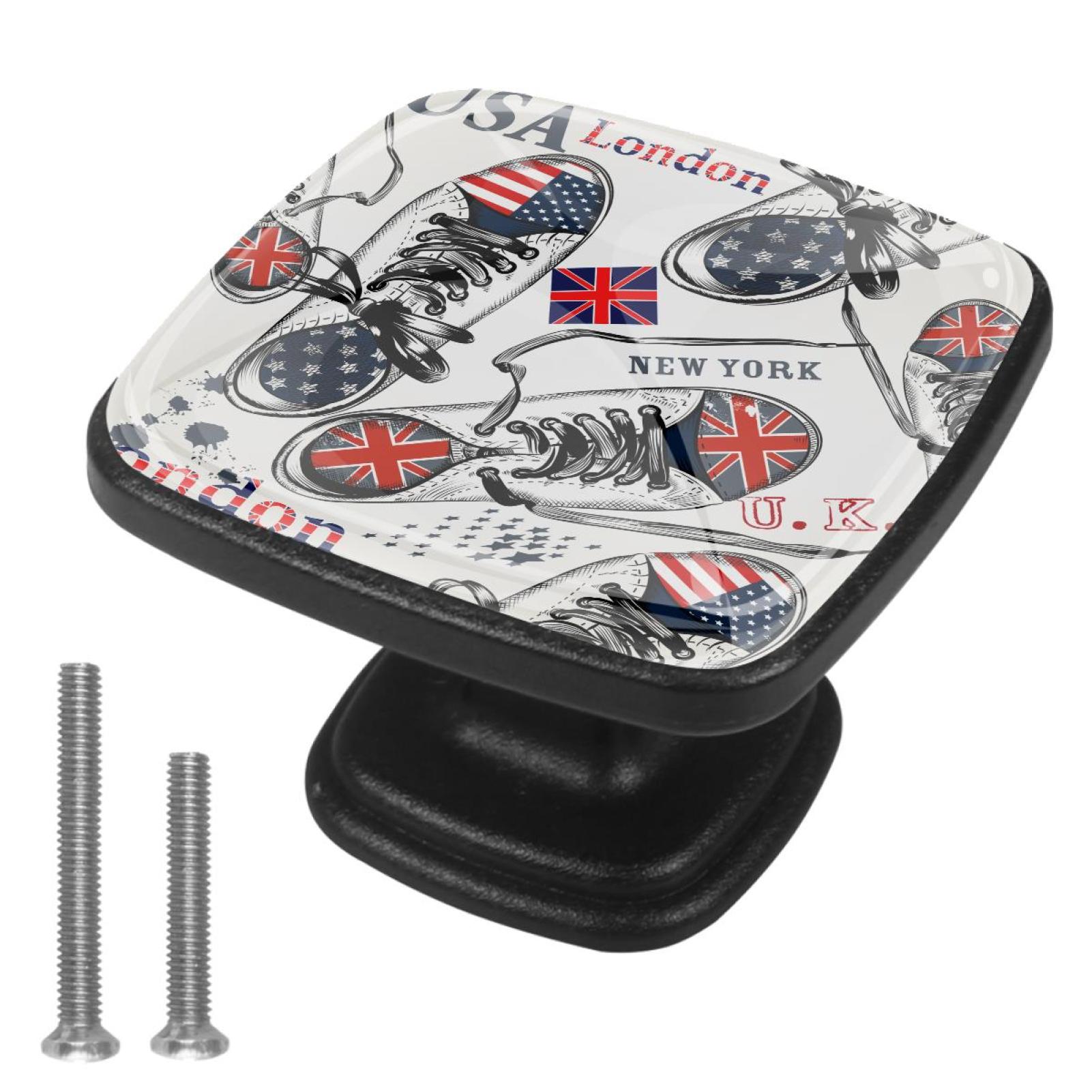 4 Pcs Cabinet Handle Drawer Pulls Sports Boots Knobs with Screws Square ...