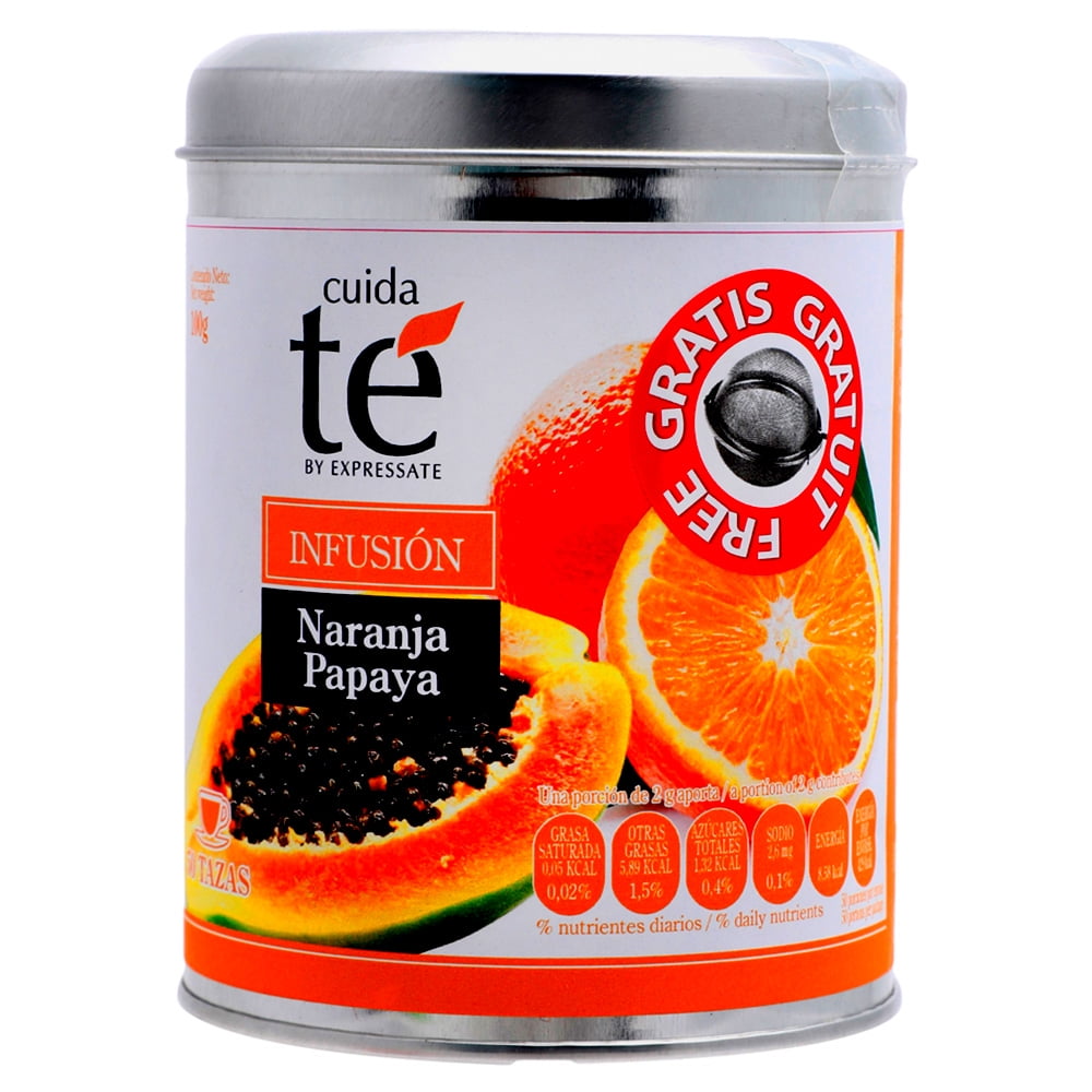 Té de Infusion Naranja Papaya Lata 100 gr Cuida te Incluye Infusor de ...