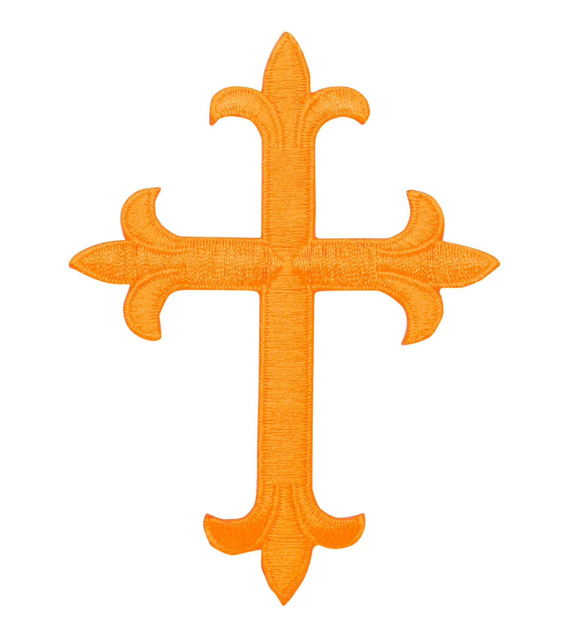 4" Cross - Neon Orange - Fleur De Lis - Religious - Iron On Applique ...