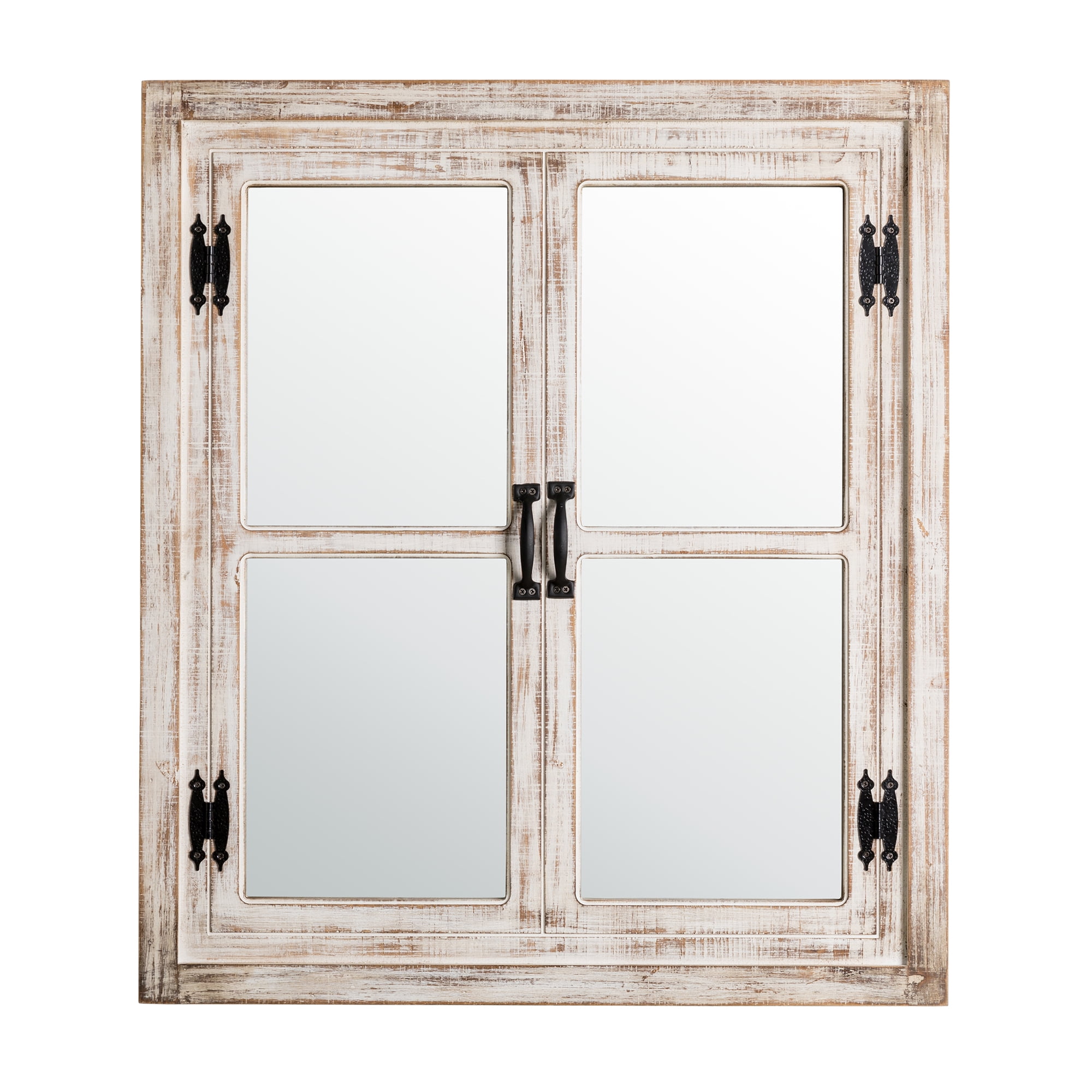 Glitzhome 31.5"H Oversized Farmhouse Wood Window Frame Wall Mirror ...