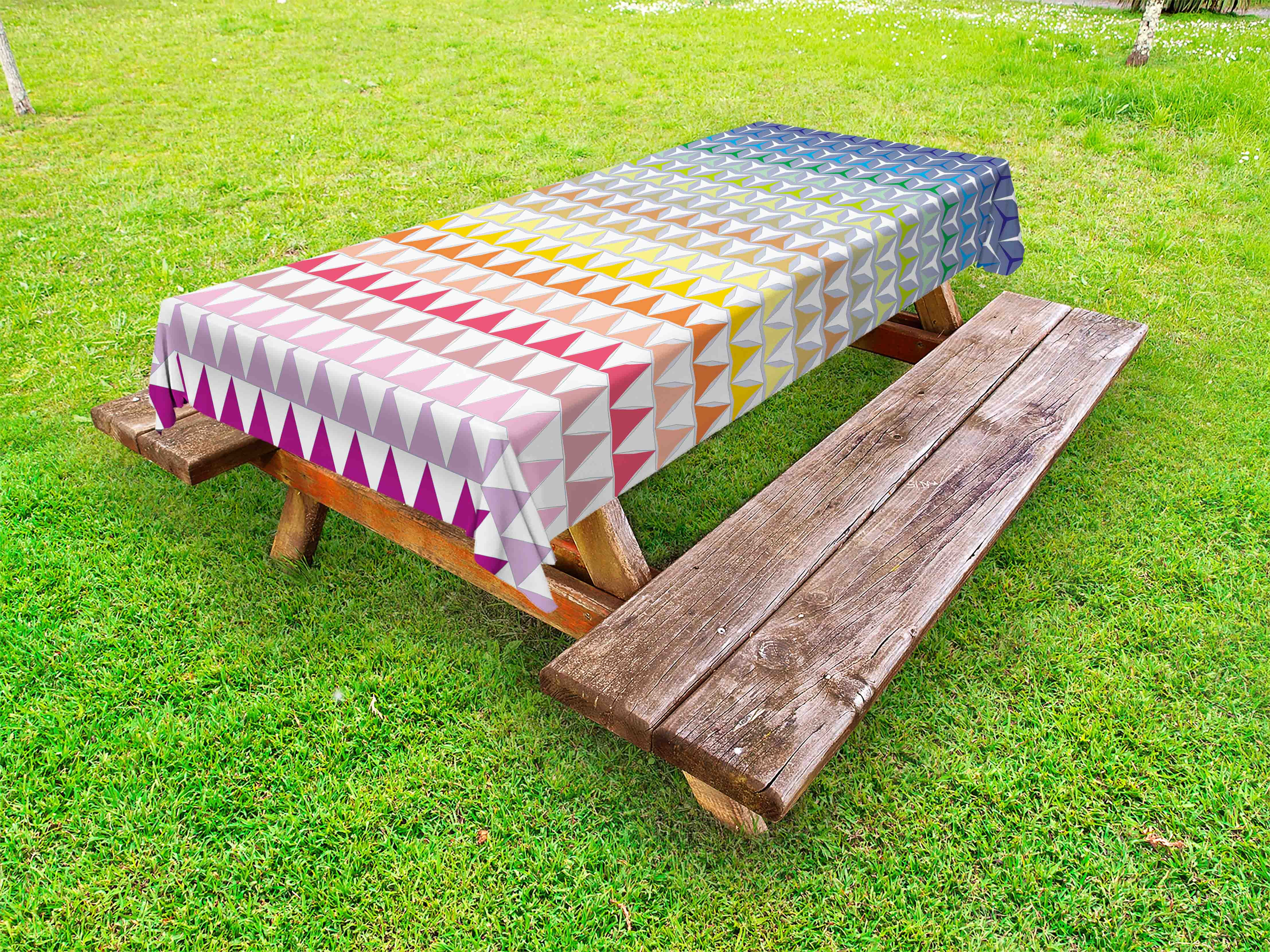 Modern Outdoor Tablecloth, Trippy Geometric Repeating Pattern with ...