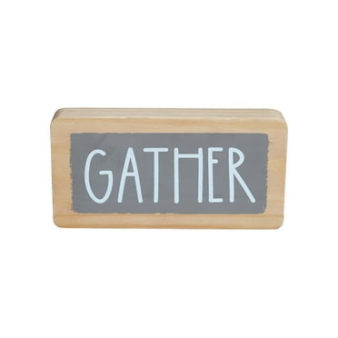 Parisloft Gather Rustic Wood Block Sign, Small Farmhouse Tabletop Decor ...