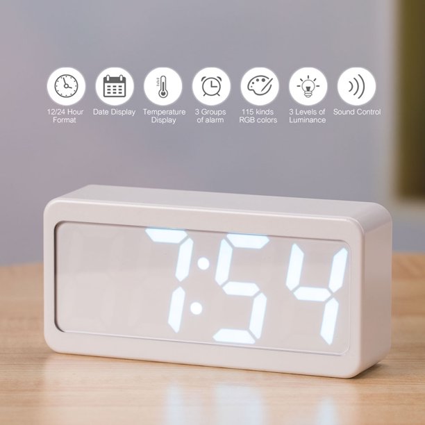 Mistaha USB/Battery Powered Digital RGB LED Alarm Clock Time ...