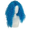 Blue Fluffy Cosplay Hair Wigs - Synthetic Curly Waves with Buckled Mesh ...