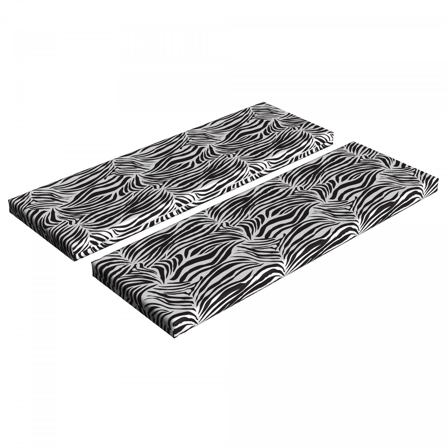 Zebra Print Bench Cushion Set of 2, Striped Zebra Animal Print Nature ...