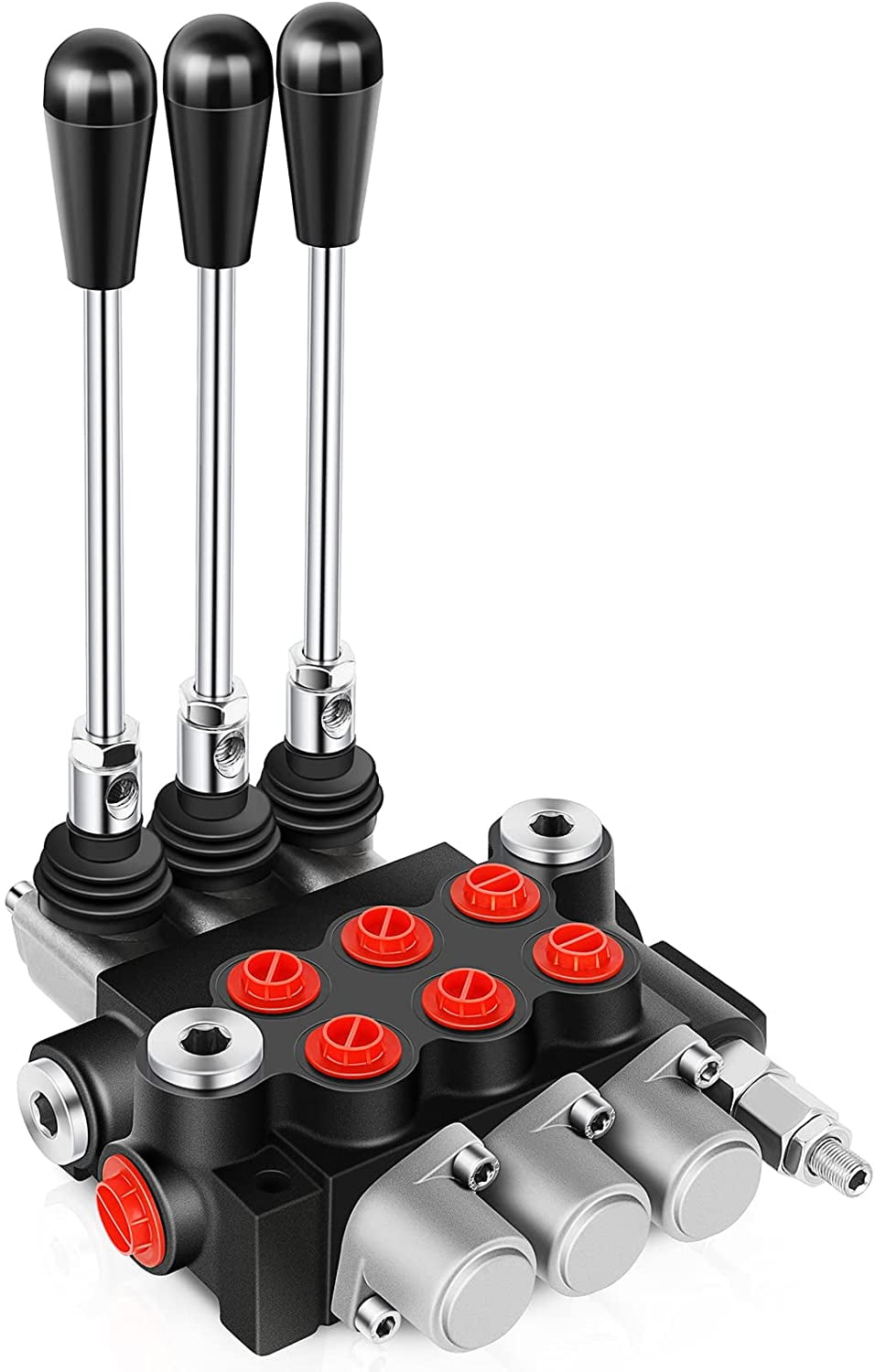 Hydraulic Flow Control Valve 3 Spool 11 GPM SAE Ports Adjustable Relief ...