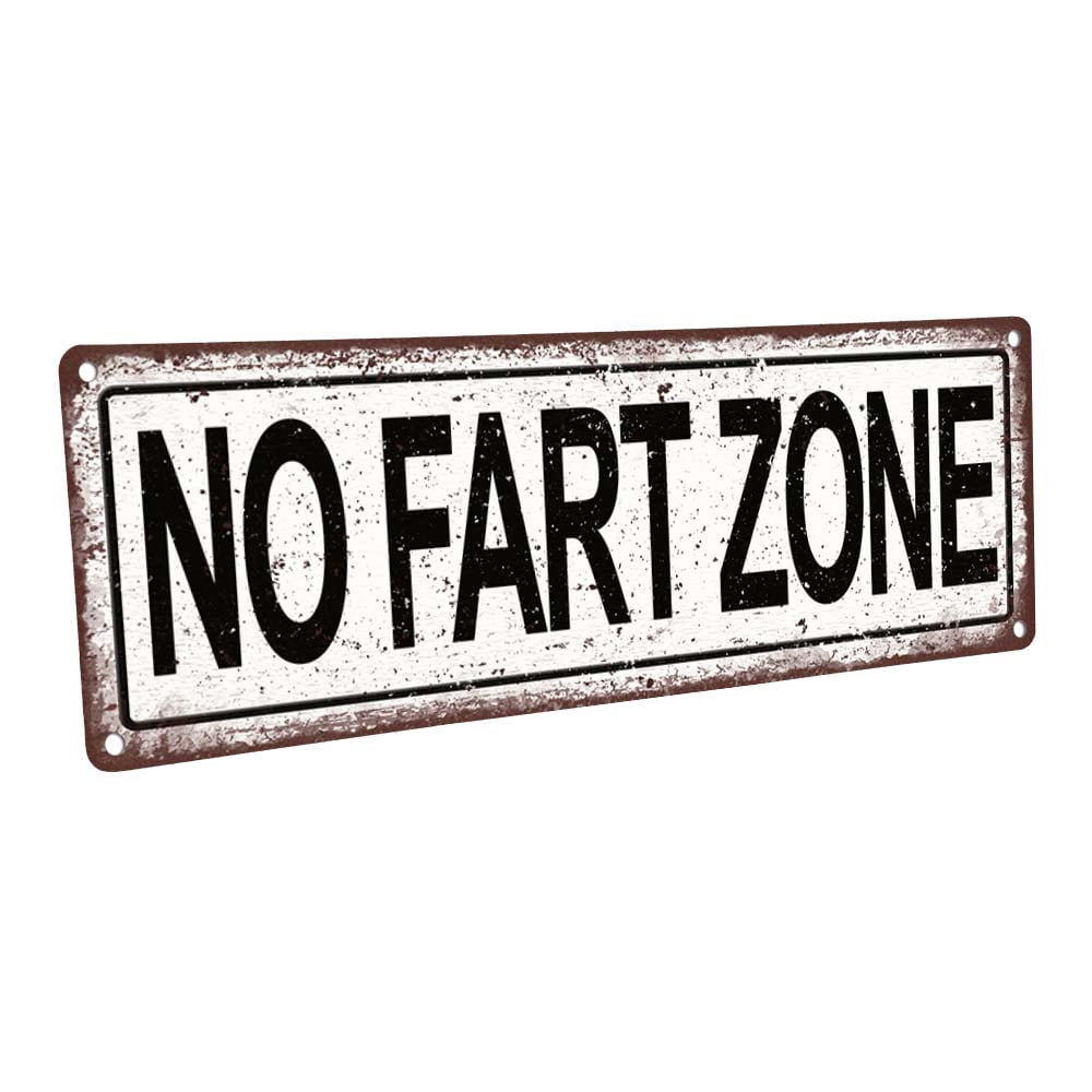 No Fart Zone 4"x12" Metal Sign, Wall Décor for Mancave, Den, and ...