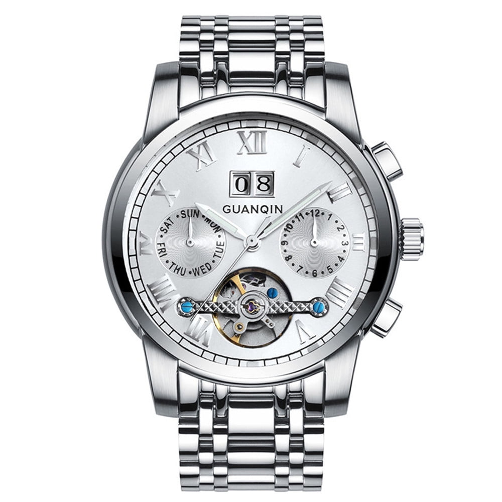 GUANQIN Men Analog Sport Popular Brand Skeleton Automatic Self-Winding ...